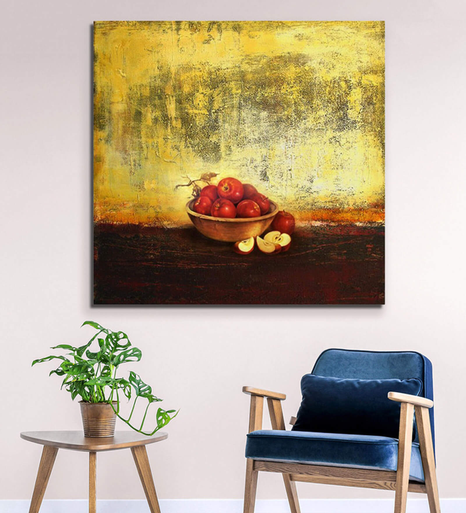 Buy Multicolour Apple Basket Canvas Framed Acrylic Paint Hand Paintings ...