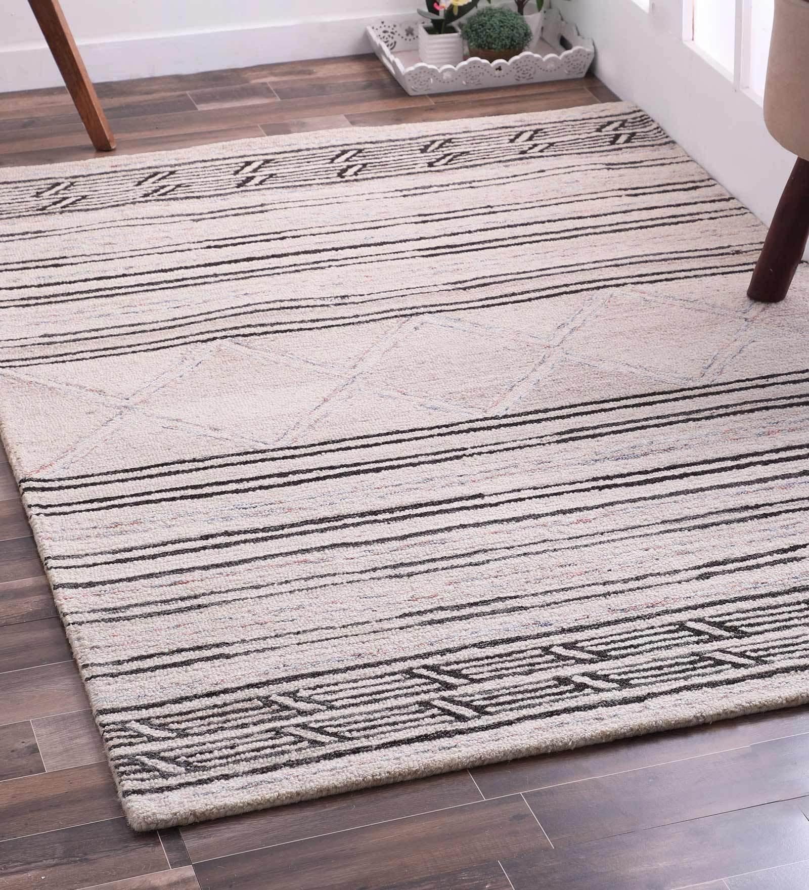 Buy Abstract Pattern Wool Hand Tufted 4 X 6 Feet Carpet - Bohemiana By ...