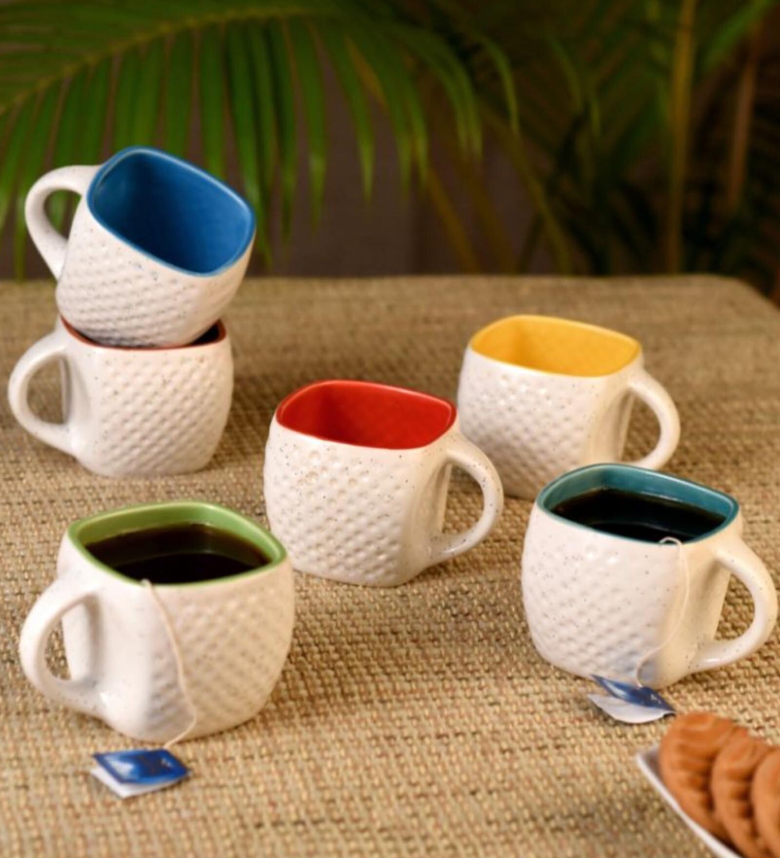 Buy Carfties 120Ml Multicolor Ceramic (Set Of 6) Tea Cups at 23% OFF by ...
