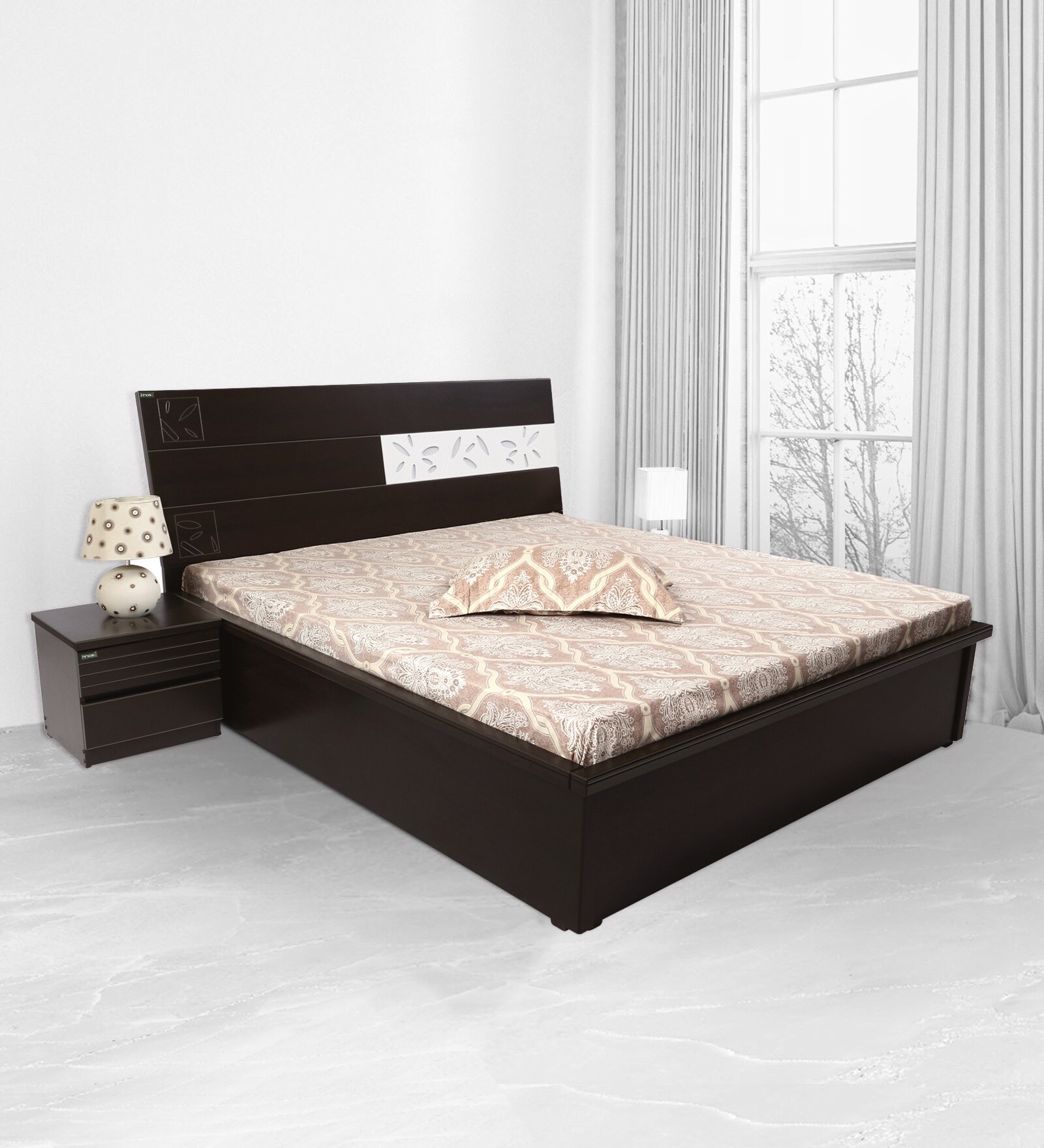 Buy Carina King Size Bed in Walnut Finish by Zorin Online - Modern King ...