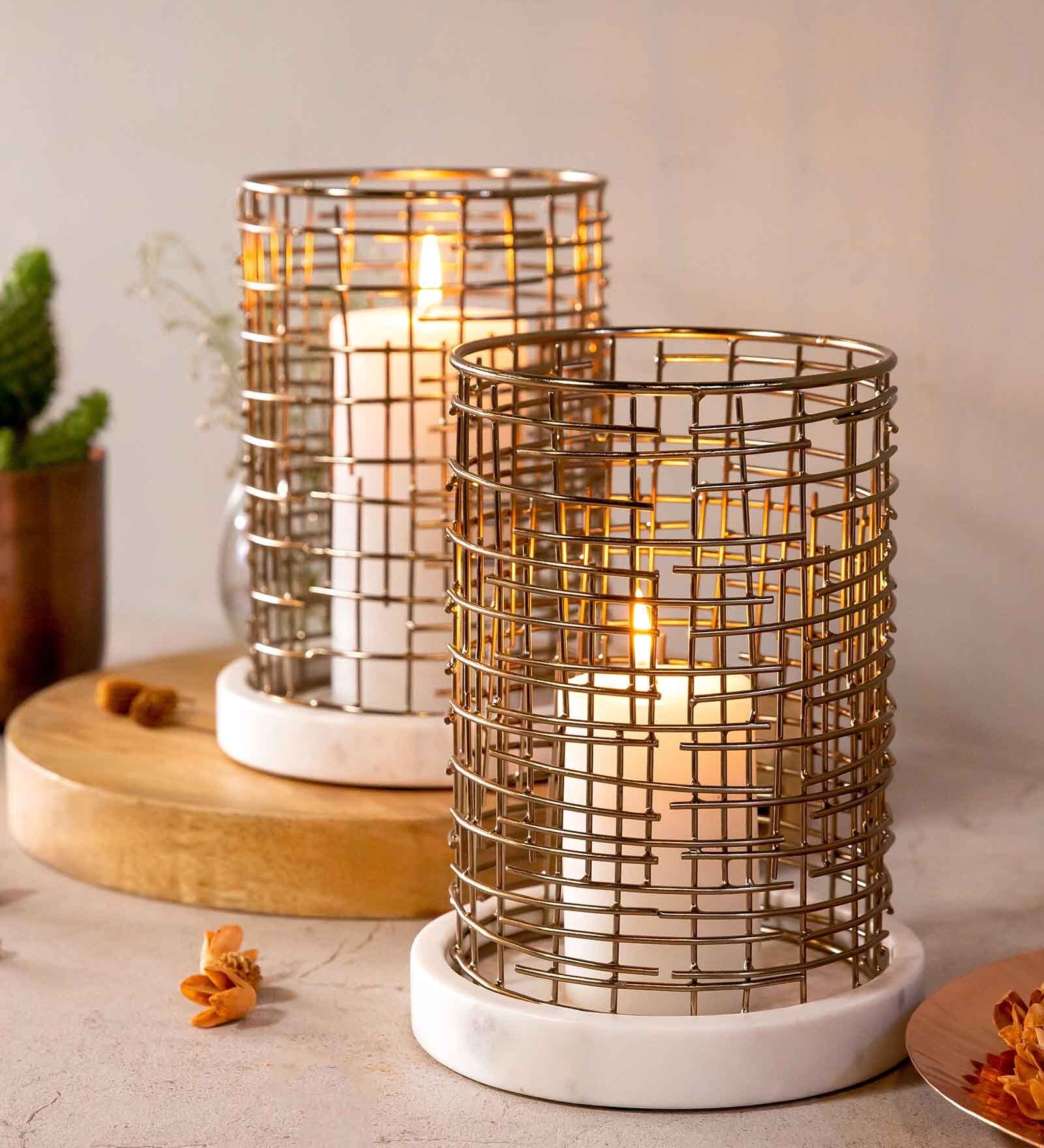 Buy Carlota Hurricane Marble Candle Holder by Logam at 28% OFF by Logam ...