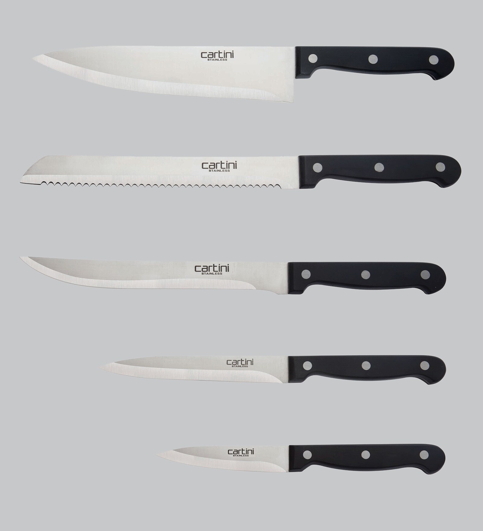 Buy Cartini Rubberwood Block Set ,Stainless Steel knife -Set of 6 ...