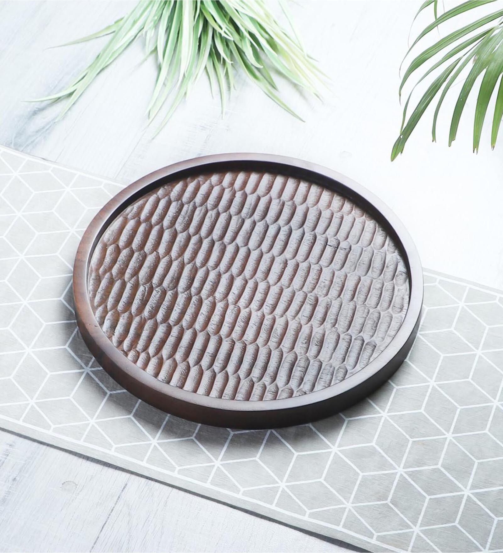 Buy Carved Crust Black 12 Inch Solid Wood Appetizer Platter at 30% OFF ...