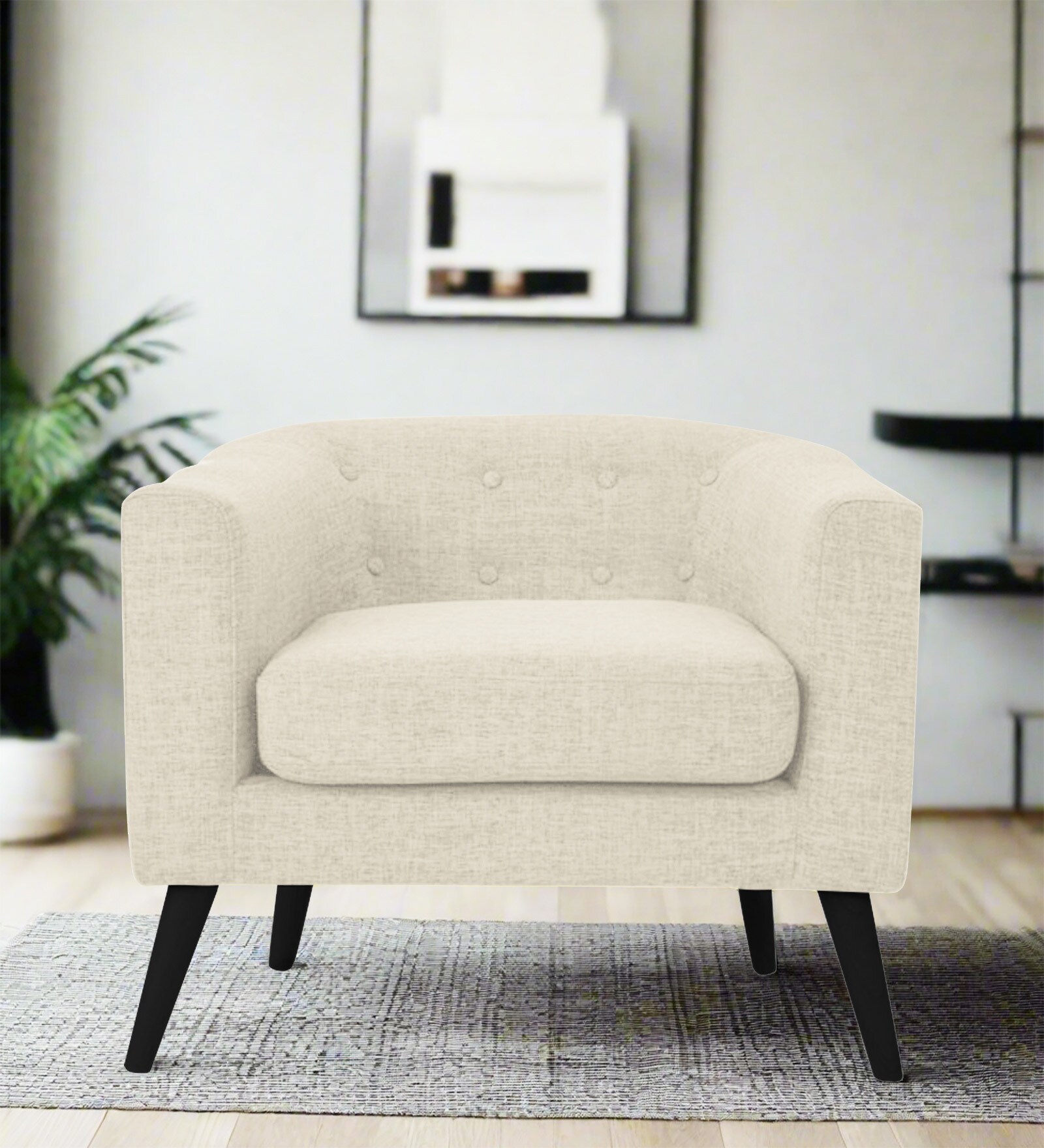 Buy Casper Fabric 1 Seater Sofa in Ivory Cream Colour at 38% OFF by ...