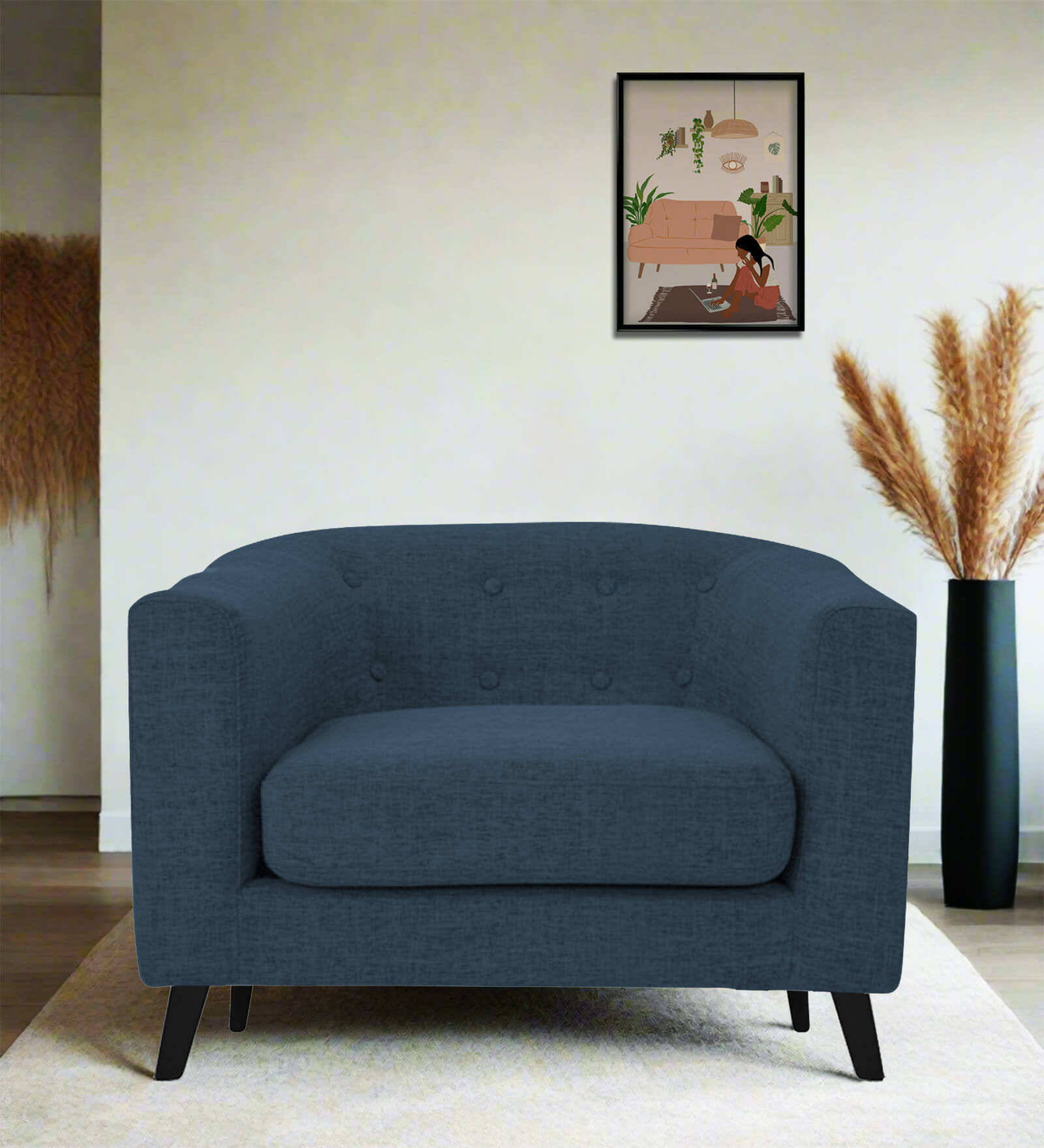 Buy Casper Fabric 1 Seater Sofa in Light Blue Colour at 41% OFF by ...