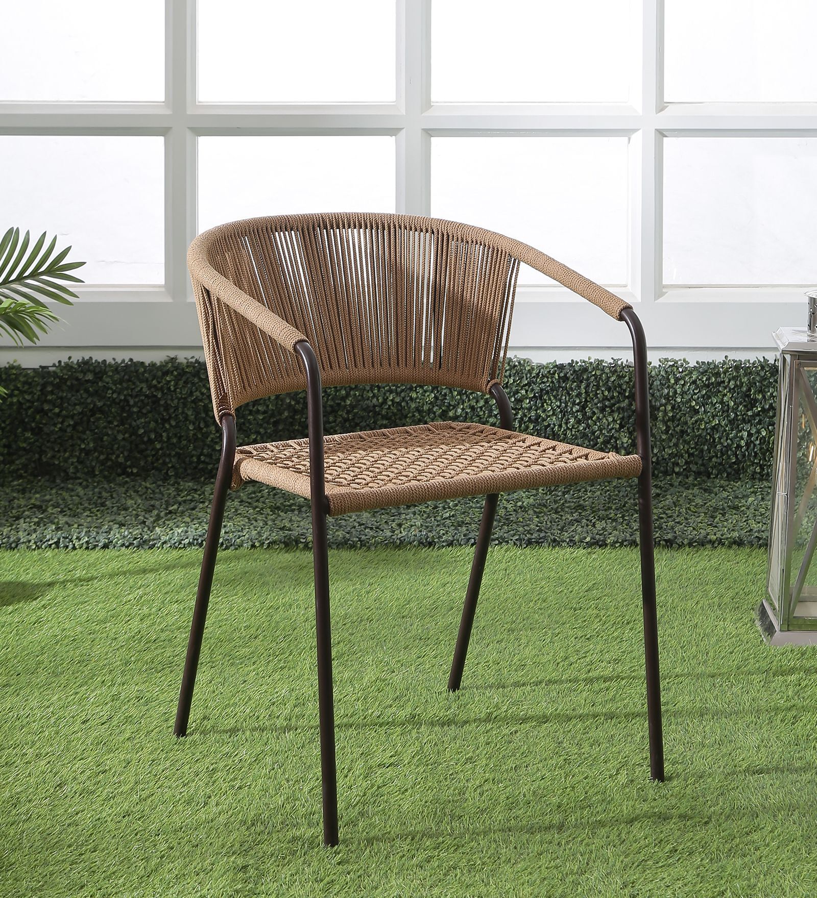 Buy Cathy Steel & Braided Rope Outdoor Seating In Beige Finish at 11% ...