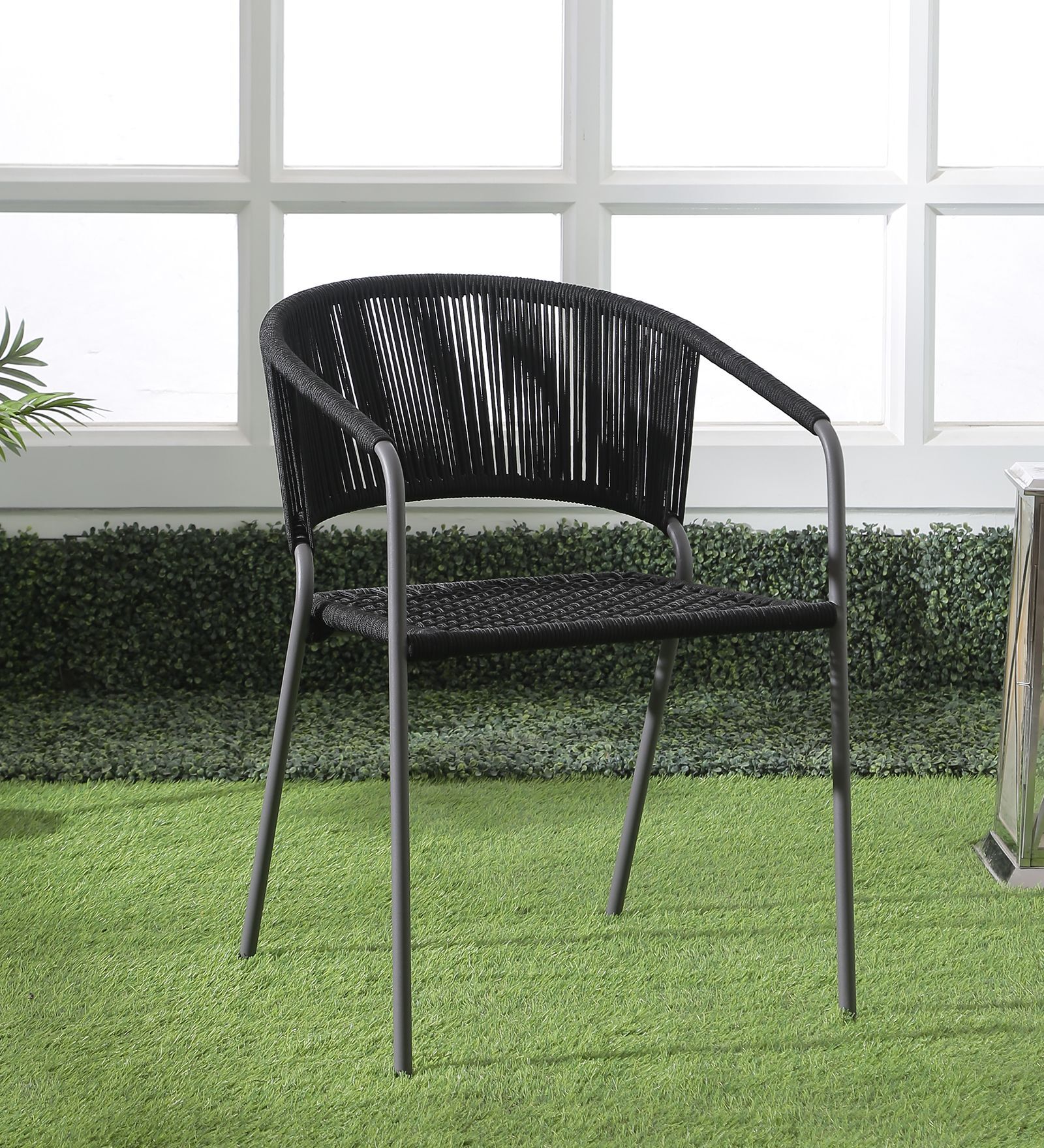 Buy Cathy Steel & Braided Rope Outdoor Seating In Black Grey Finish at ...