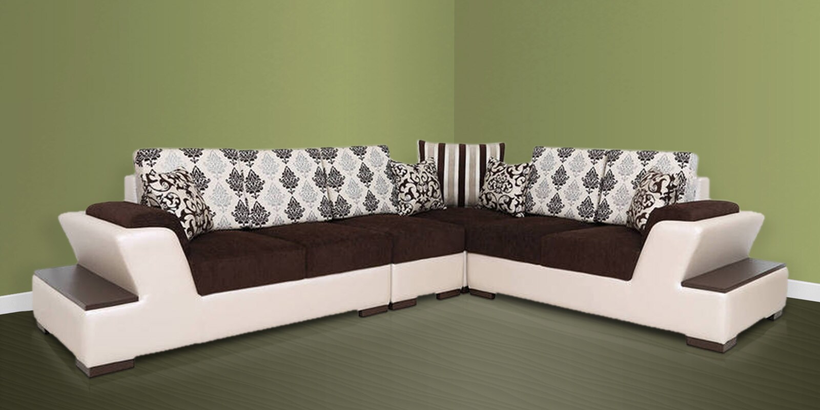 Buy Capital Corner Sofa in Beige and Brown Colour in L Shape at 12% OFF ...