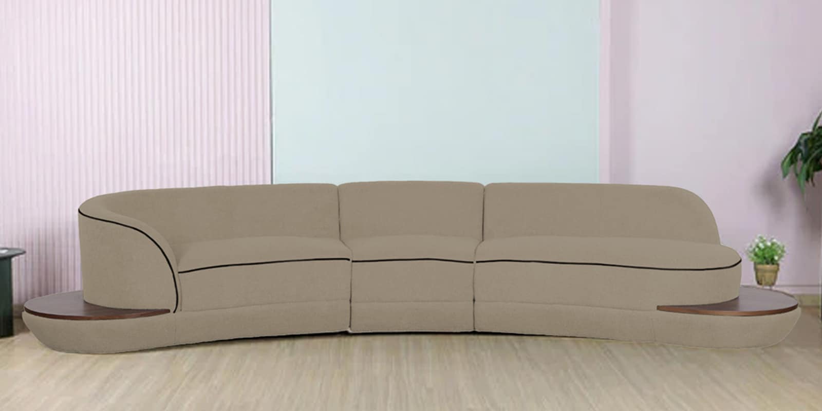 Buy Casa Fabric Curve Corner Sofa In Beige Colour at 27% OFF by ...
