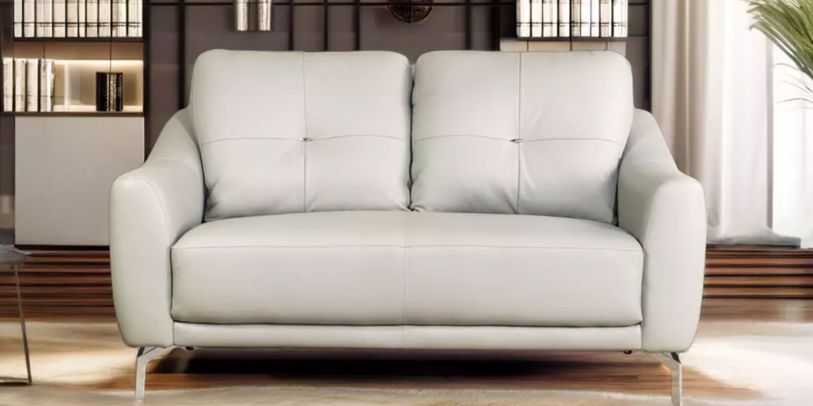 Buy Castle Leather 2 Seater Sofa in Grey Colour at 21% OFF by FURNITECH ...