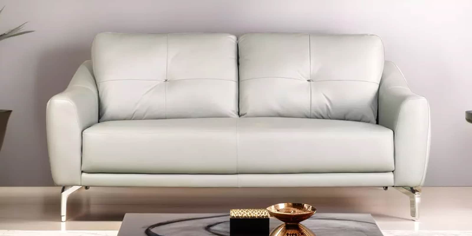 Buy Castle Leather 3 Seater Sofa in Grey Colour at 21% OFF by FURNITECH ...