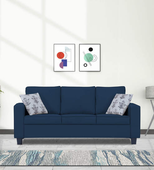 Buy Camden Fabric 3 Seater Sofa in Blue Colour at 30% OFF by Adorn ...