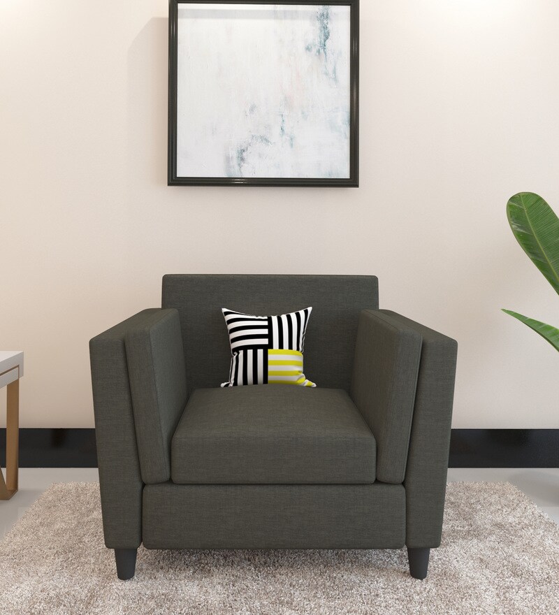 Buy Cabana Fabric 1 Seater Sofa in Dark Grey Colour by Adorn Homez ...