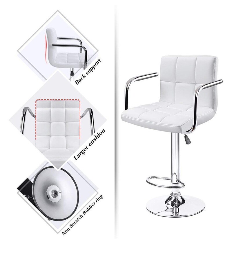 Buy Cadbury Handrest Kitchen Cafeteria Bar Stool Chair In White Colour ...