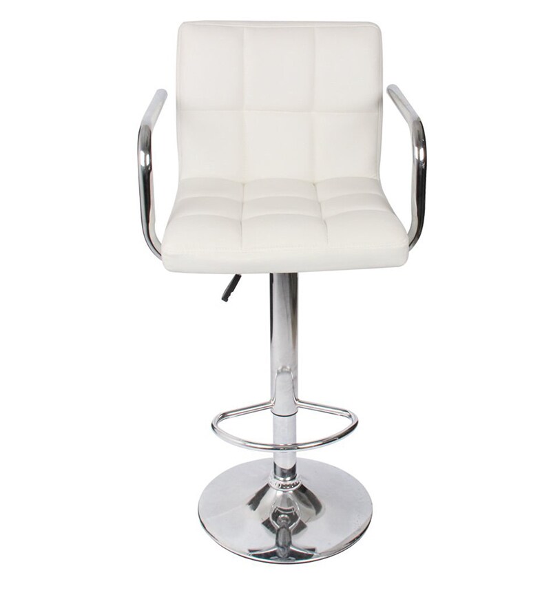 Buy Cadbury Handrest Kitchen Cafeteria Bar Stool Chair In White Colour ...