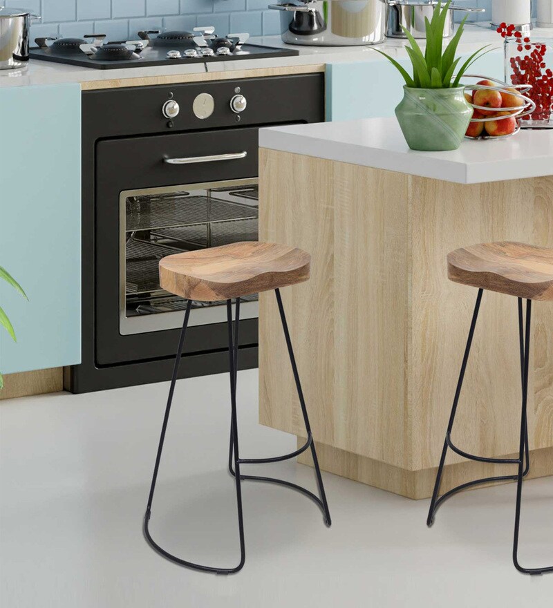 Buy Cady Metal Bar Stool In Natural Finish (Set Of 2) Online - Eclectic ...