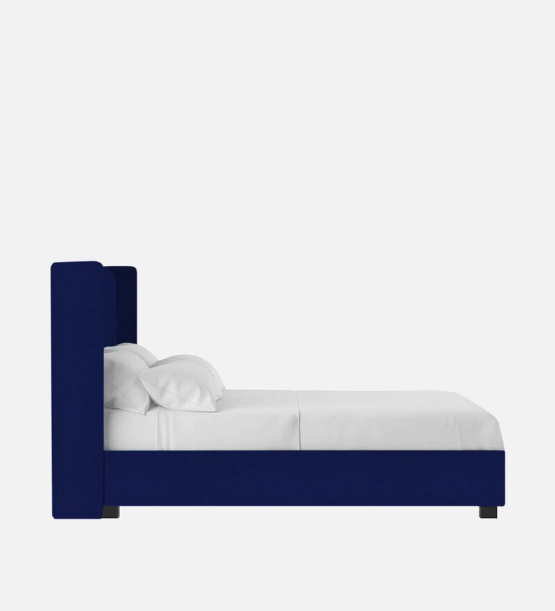 Buy Caliya Velvet Upholstered Queen Size Bed in Imperial Blue Colour by ...