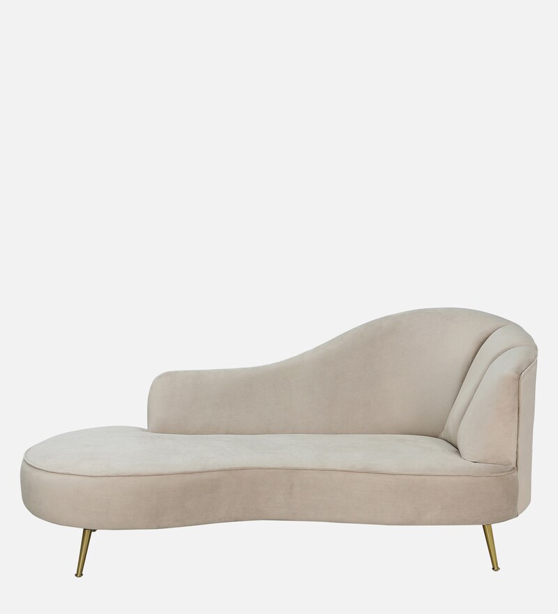 Buy Canedo Velvet Chaise Lounger in Beige Colour by CasaCraft Online ...