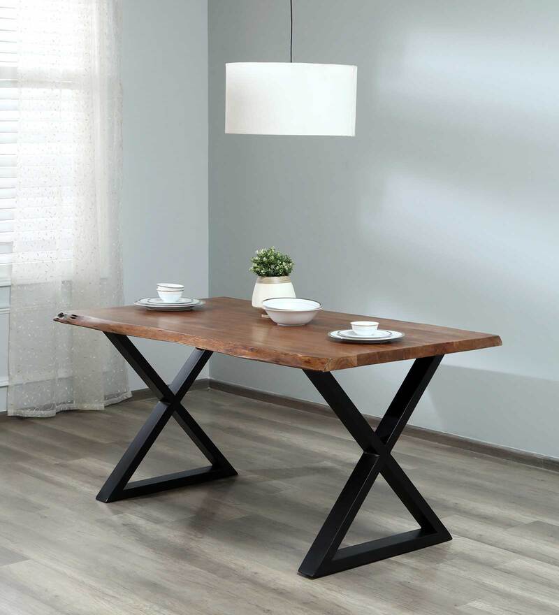 Buy Caravan Solid Wood 6 Seater Dining Table in Walnut Finish by Star ...