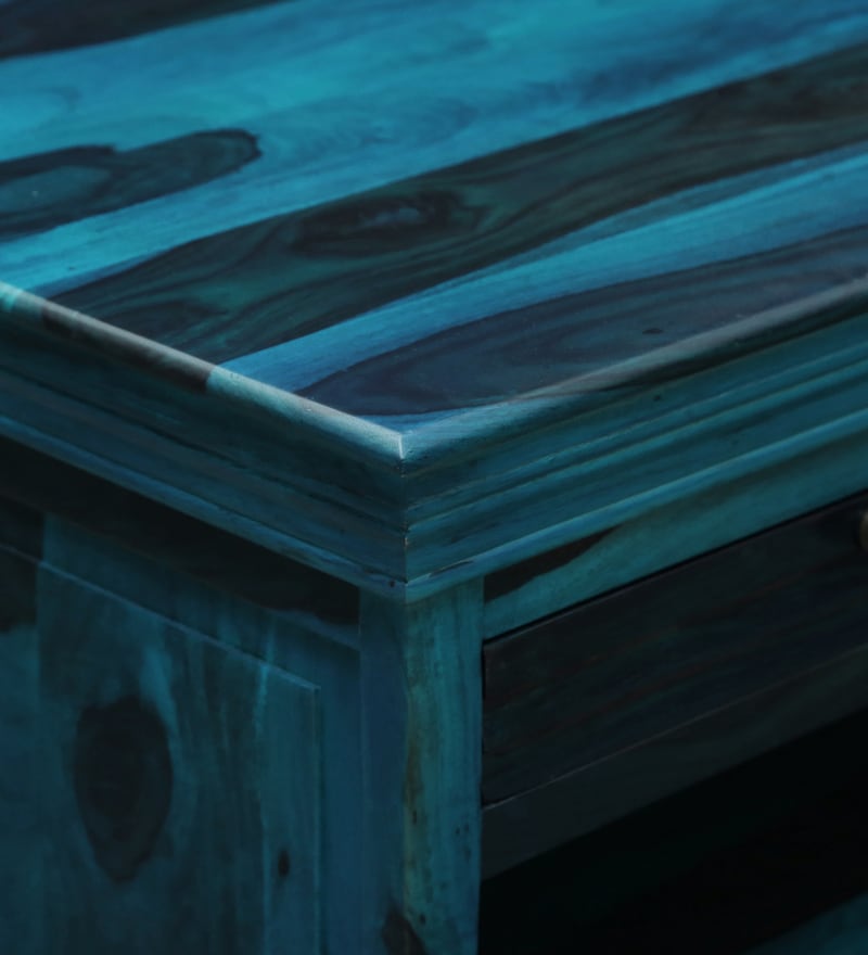Buy Carleson Sheesham Wood Coffee Table In Ocean Blue Finish Online ...