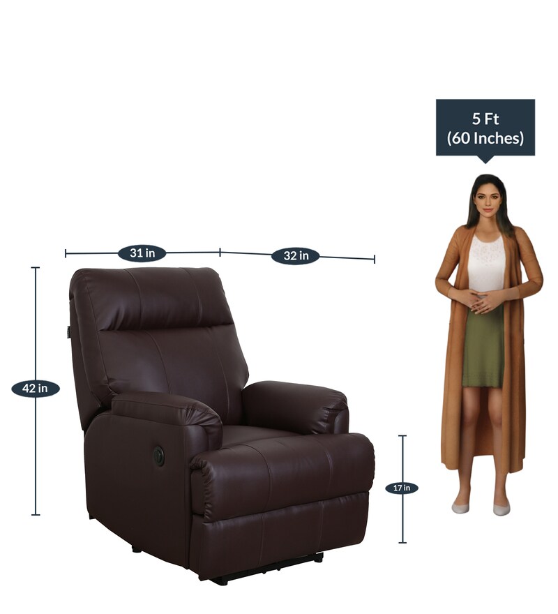 Buy Carol Single Seater Motorized Recliner In Brown Leatherette By ...