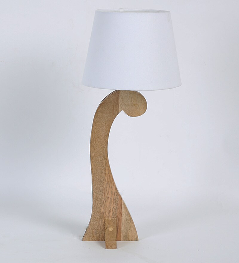 Buy Casper White Fabric Shade Table Lamp With Wood Base - Casacraft By ...