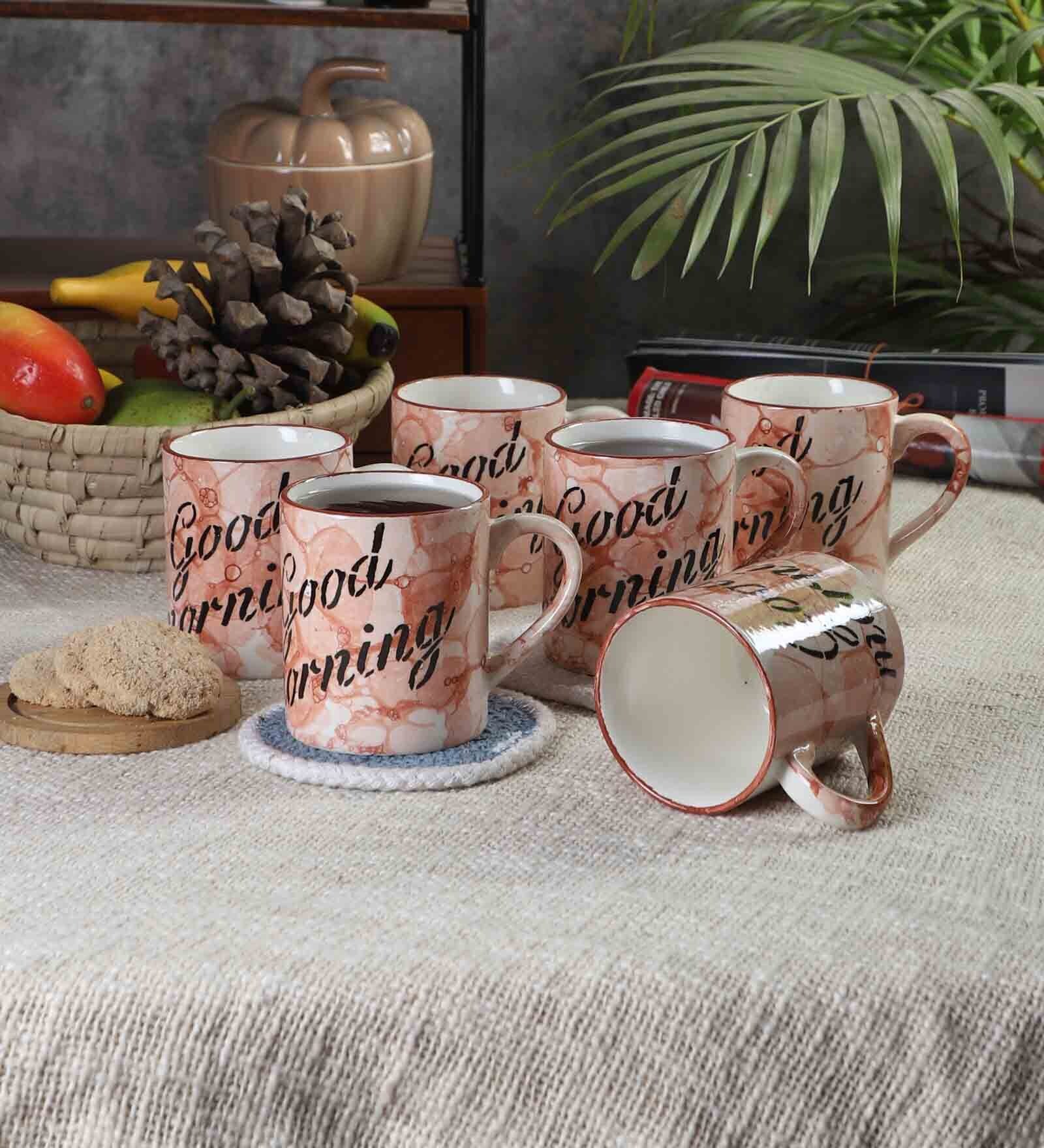 Buy 250ml Red Ceramic (Set of 7) Mugs at 50% OFF by Cdi | Pepperfry