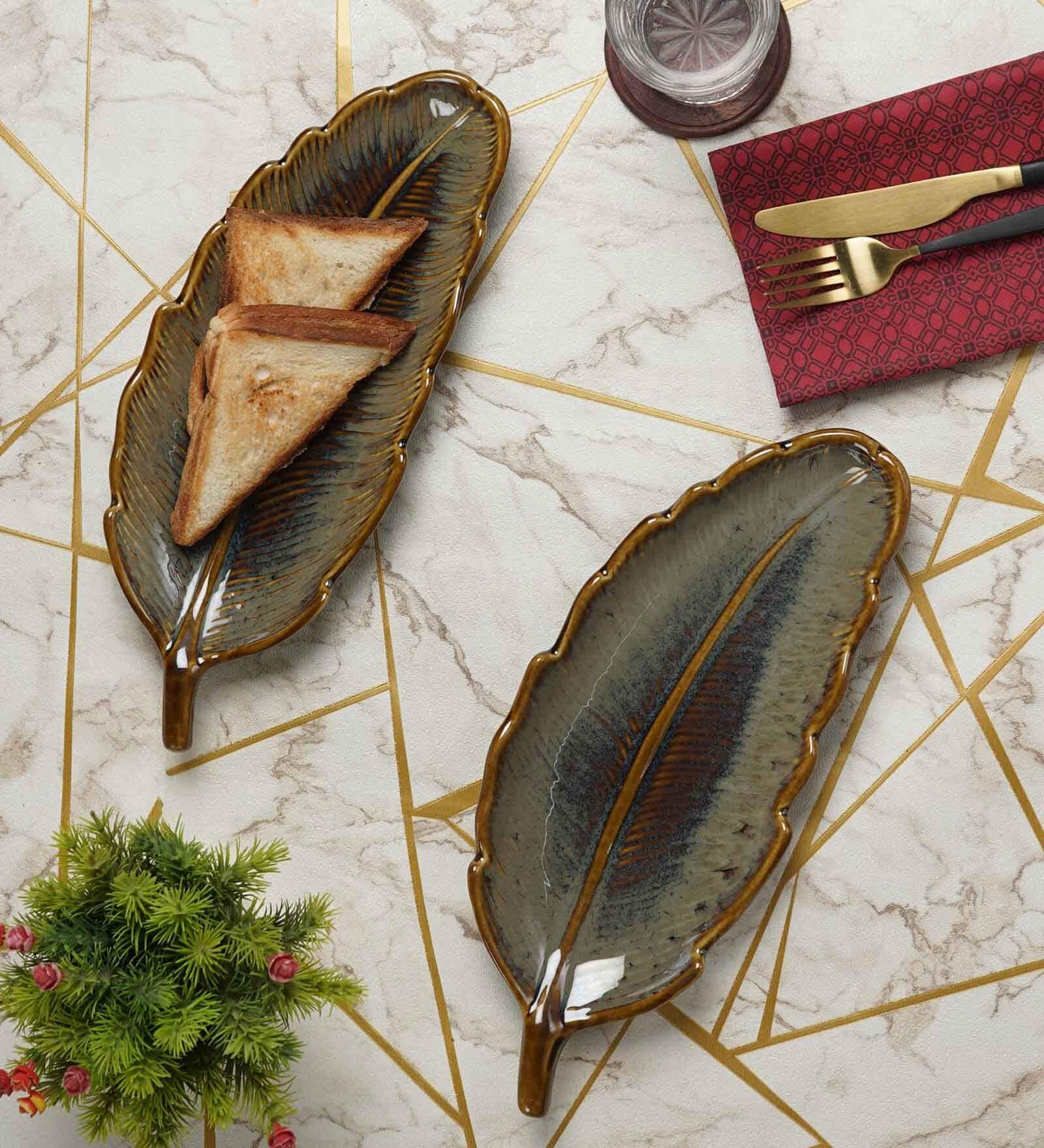 Buy Brown Ceramic (Set Of 2) Appetizer Platter at 60% OFF by Cdi ...