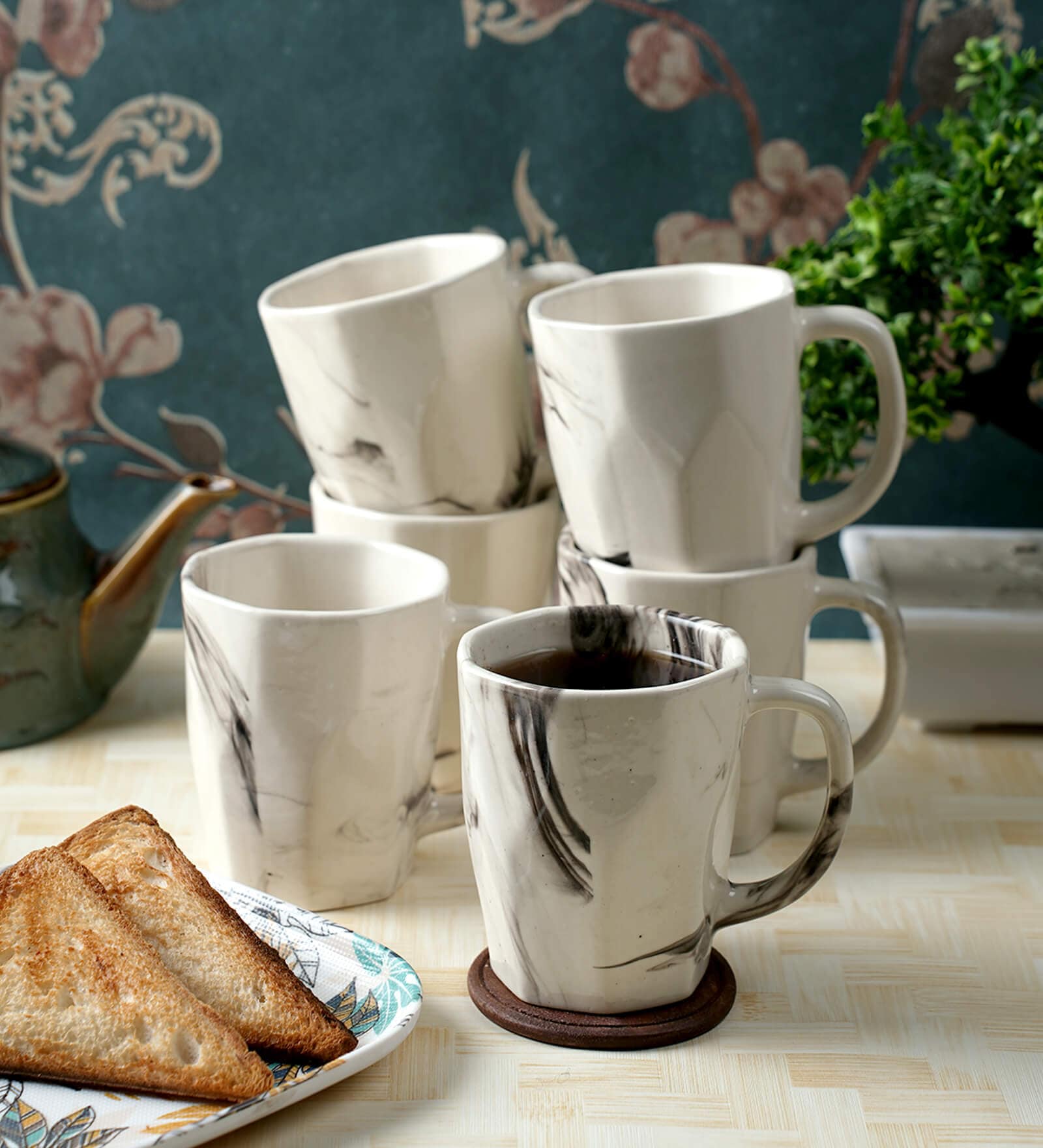 Buy White Ceramic Italian Conical Shaped 250 ml (Set of 6) Coffee Mugs ...