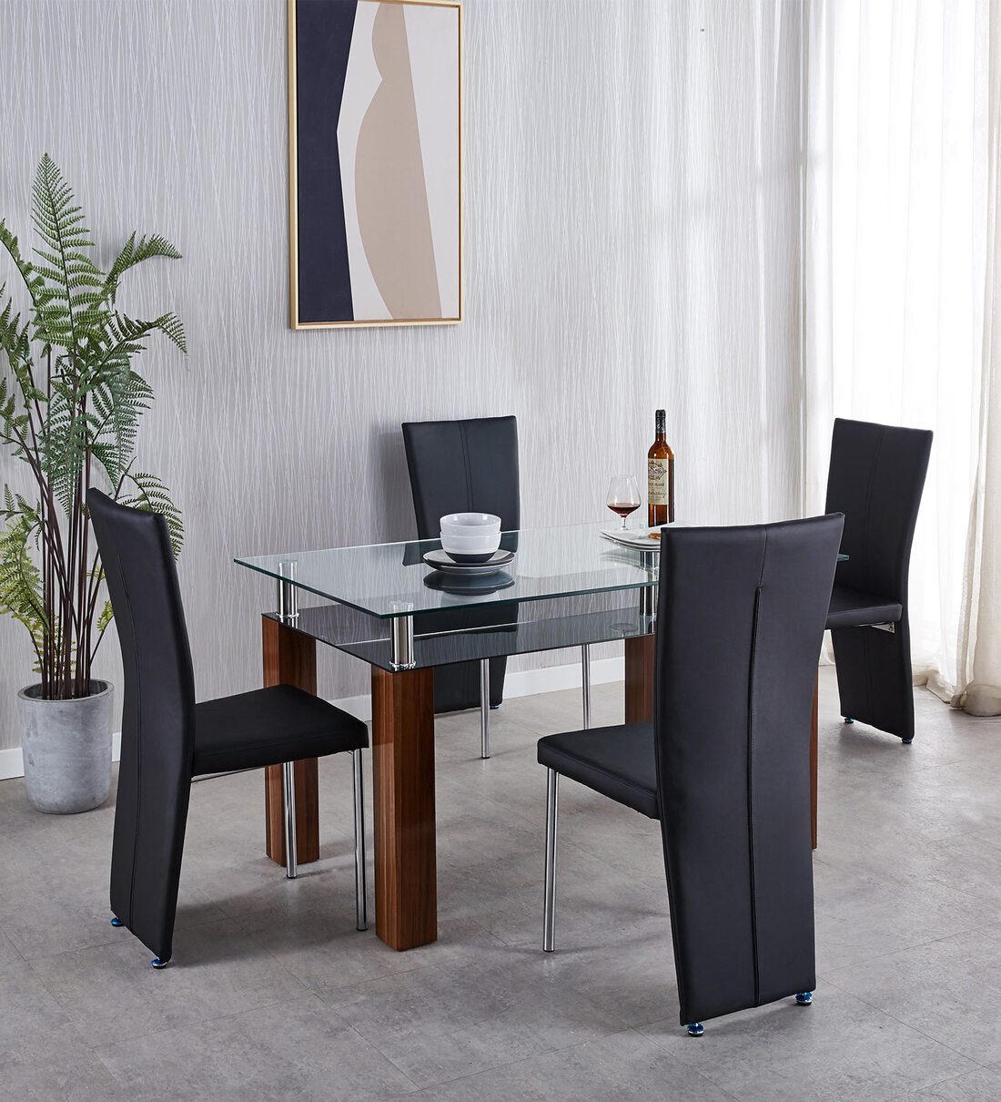 Buy Cecrops 4 Seater Dining Set in Black Finish at 10% OFF by SAYO ...