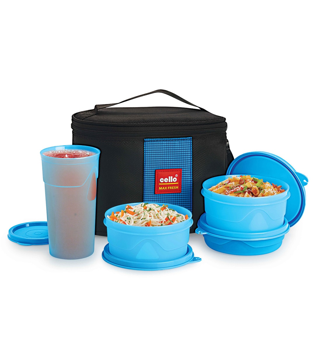Buy Cello Max Fresh Super Blue Polypropylene 4-piece Lunch Pack Set at ...