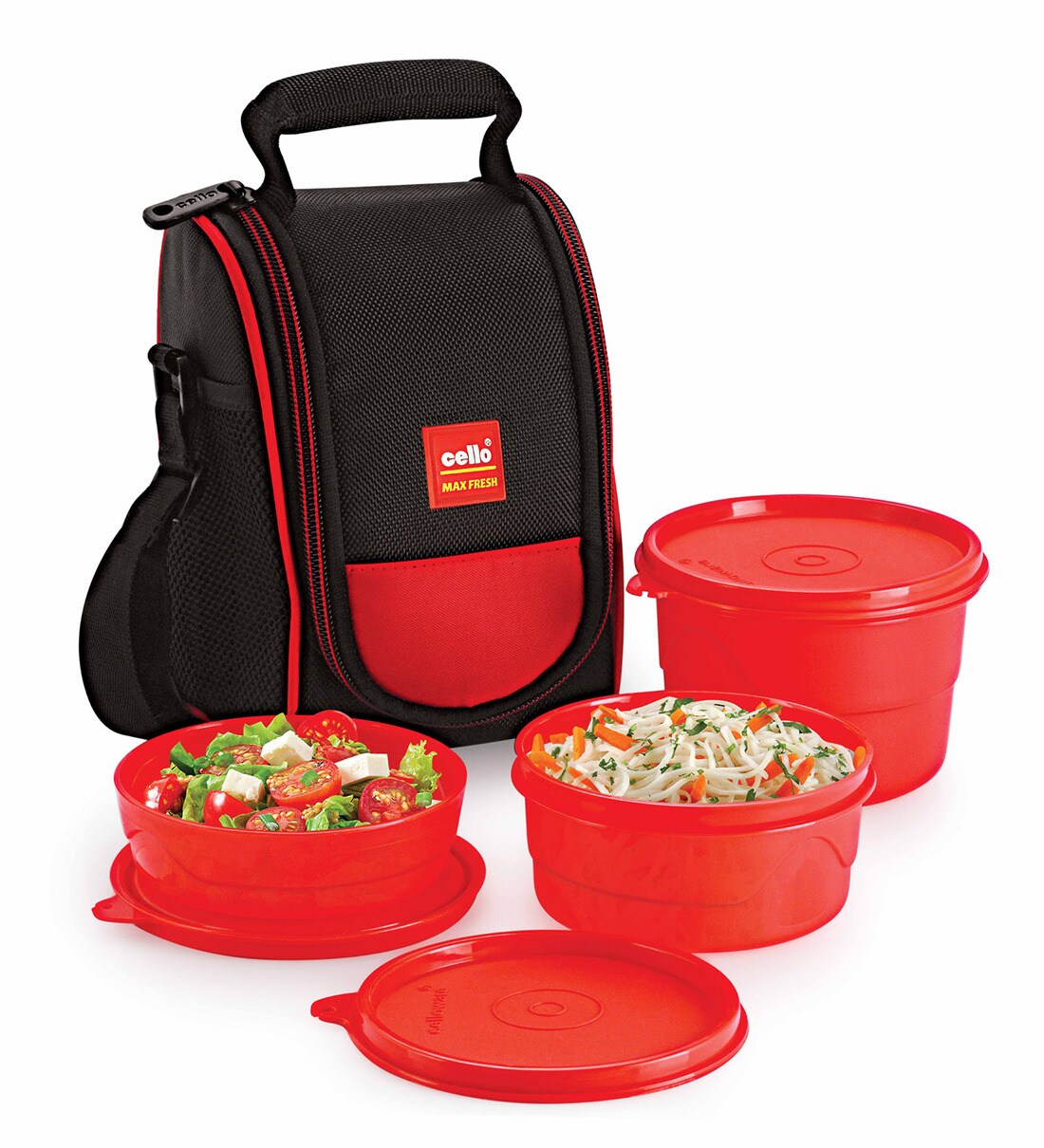 Buy Cello Max Fresh Super Red Polypropylene 3-piece Lunch Pack Set at ...