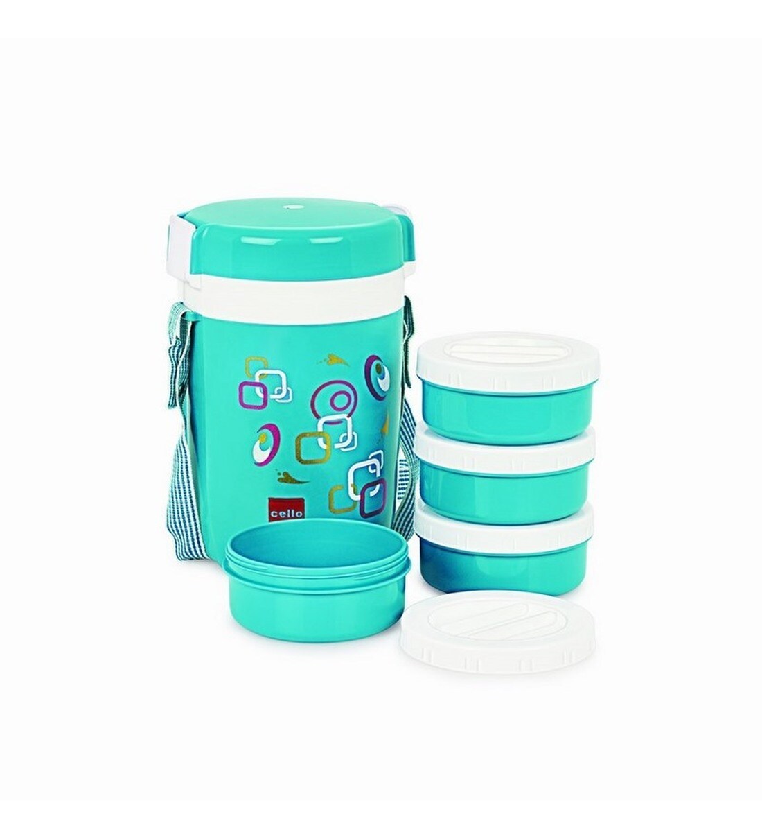 Buy Cello Super Executive Blue and White Plastic Insulated 4-container ...