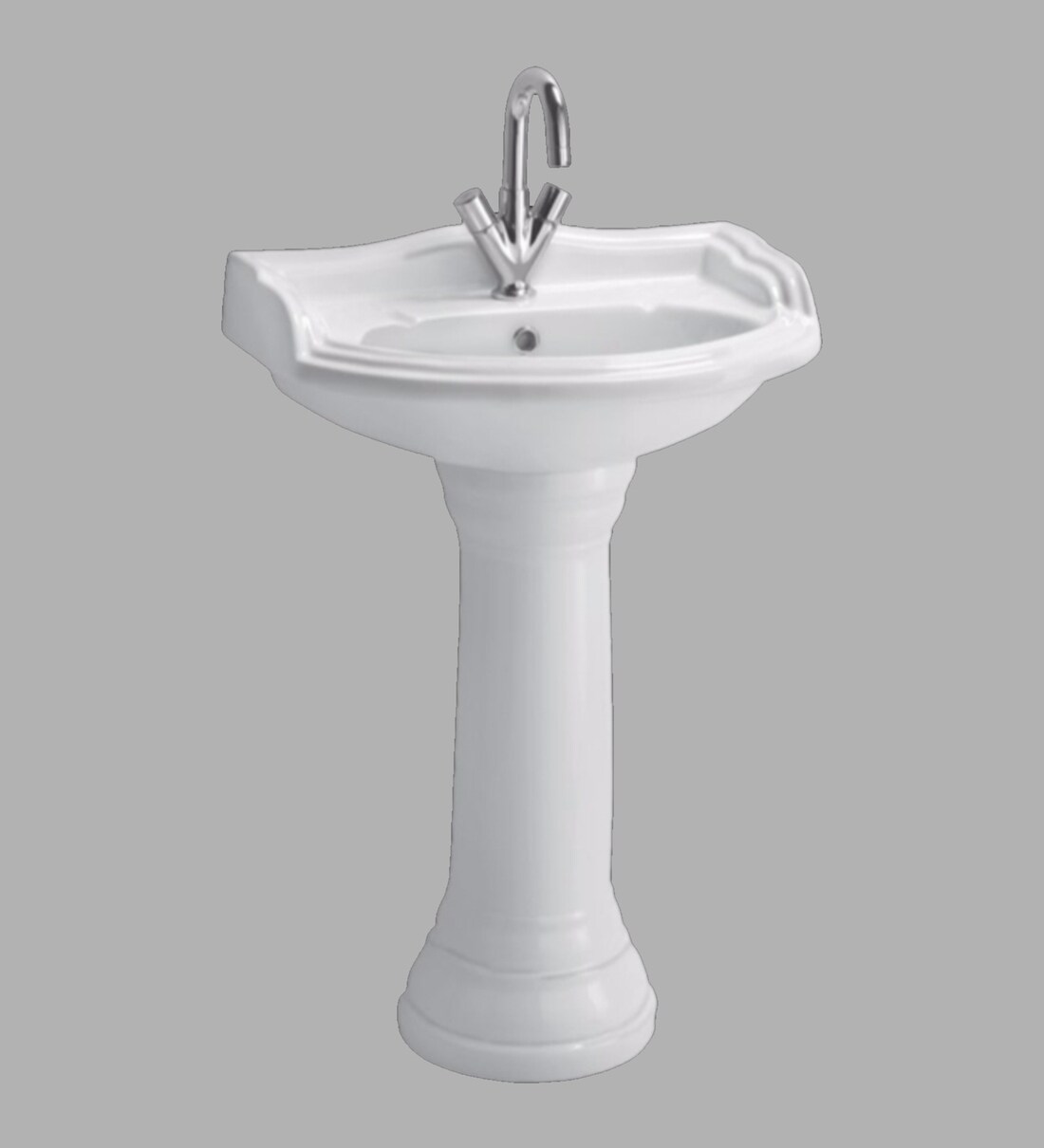 Buy Ceramic U-Shape White Pedestal Wash Basin (H: 32, W: 8, D: 8 Inches ...
