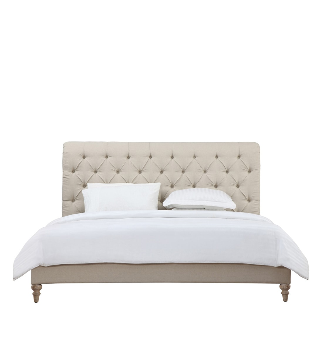 Buy Cesar Fabric Upholstered King Size Bed in Beige Colour by Dreamzz ...