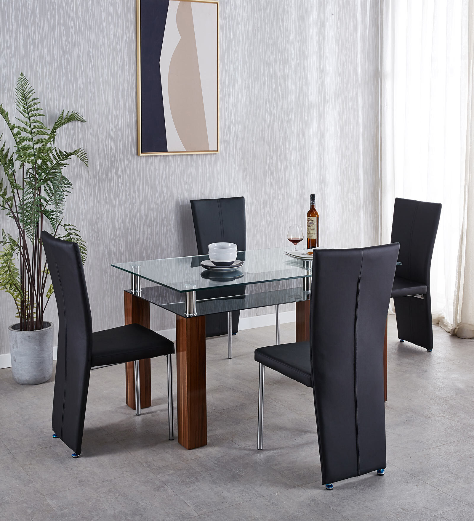 Buy Cecrops 4 Seater Dining Set in Black Finish at 13% OFF by SAYO ...
