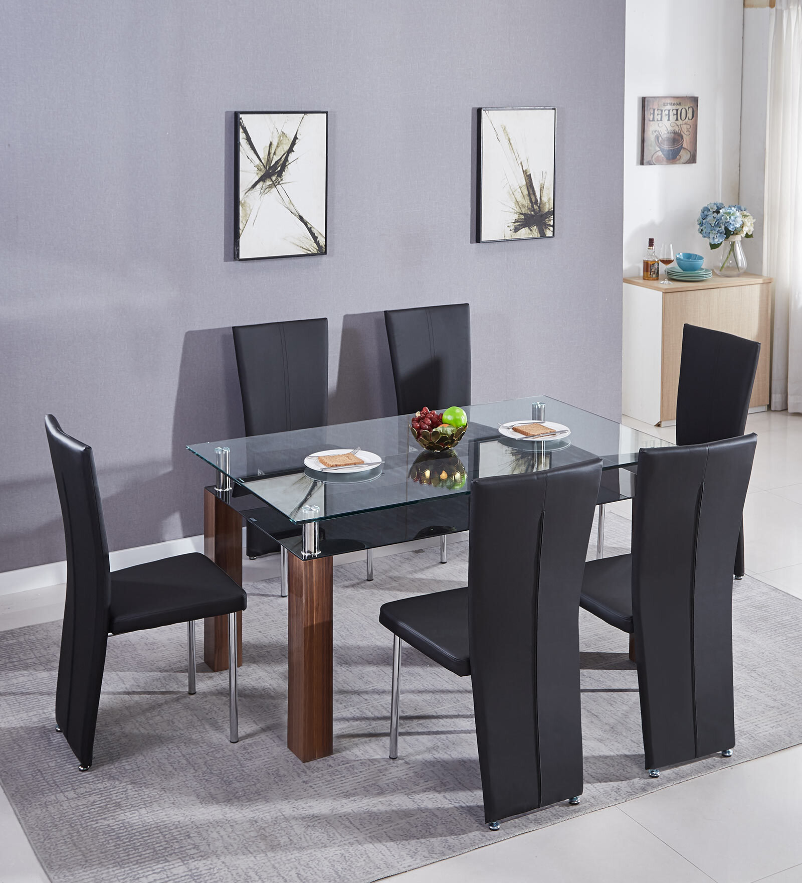 Buy Cecrops 6 Seater Dining Set in Black Finish at 10% OFF by SAYO ...