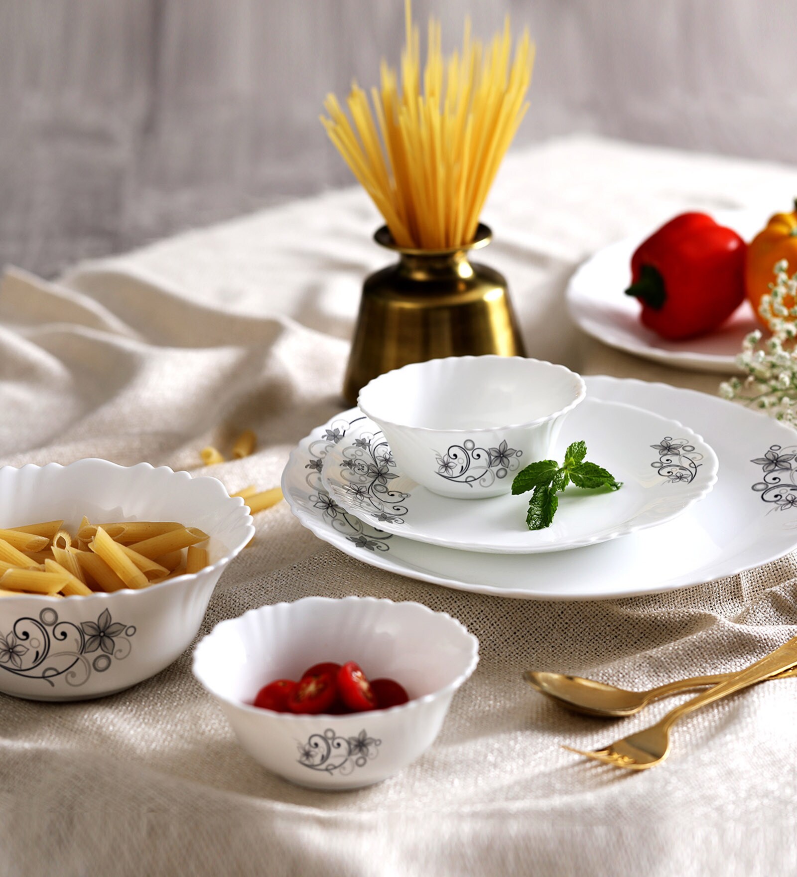 Buy Imperial Camber Black Opalware Dinner Set - 27 Pieces By Cello Online - Opalware Dinner Sets ...