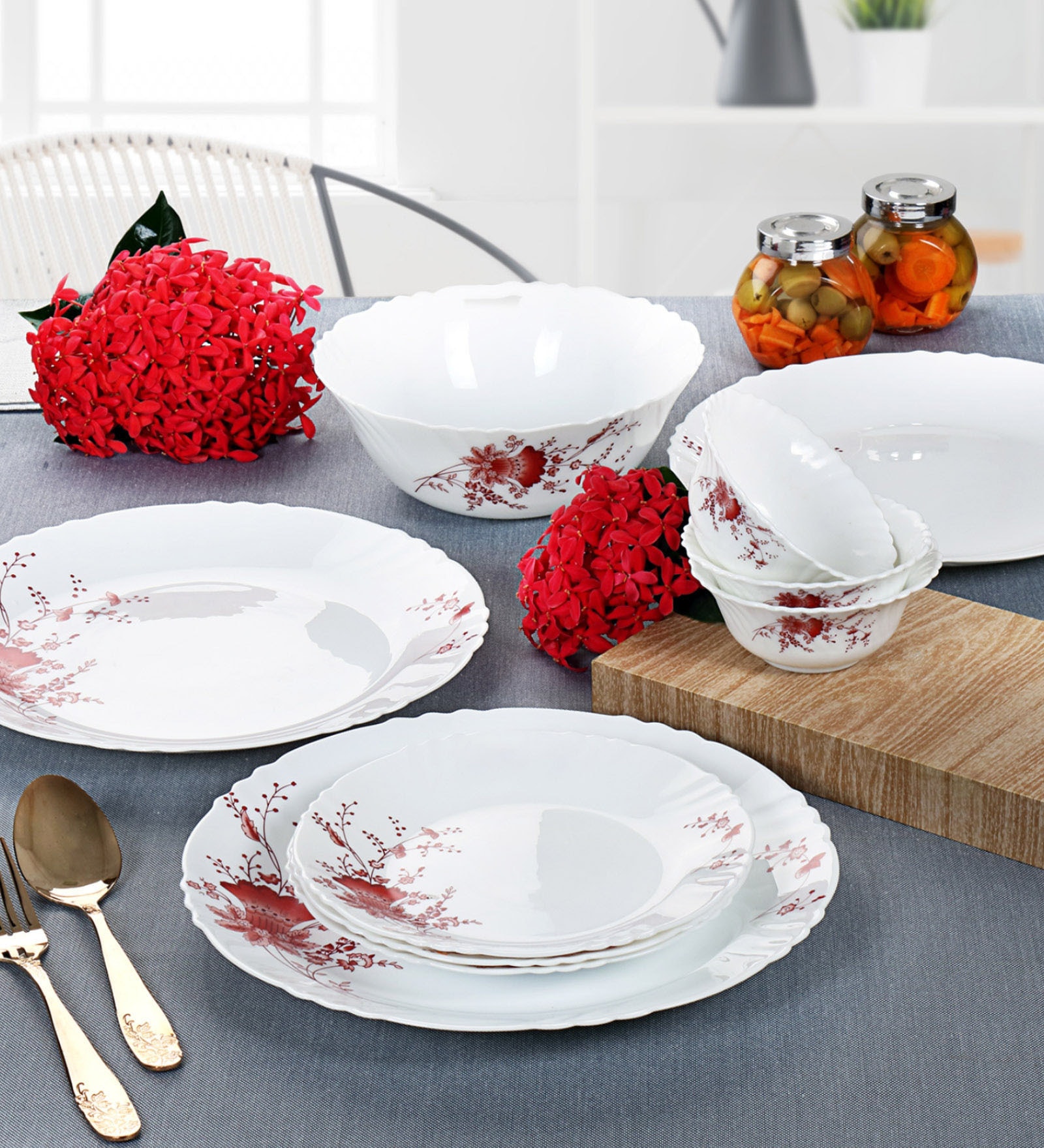 Buy Cello Imperial Ocean Flower Opalware Dinner Set, 21 Pc Online ...