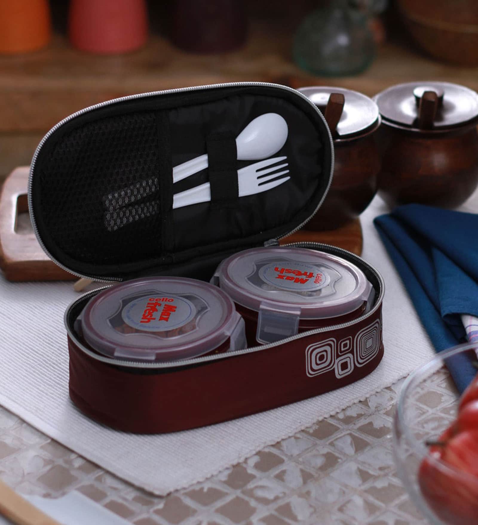 Buy Cello Max Fresh Brown Polypropylene 300 ML Lunch Boxes with Bag ...