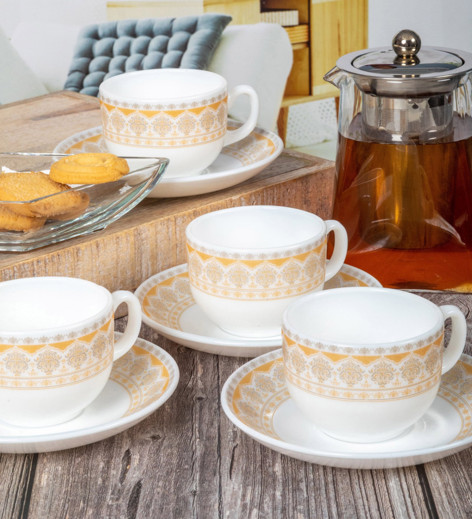 Buy Cello Opalware Divine Coffee /Tea Cup Saucer Set (Set of 6pcs Cup & 6pcs Saucer) at 3% OFF ...