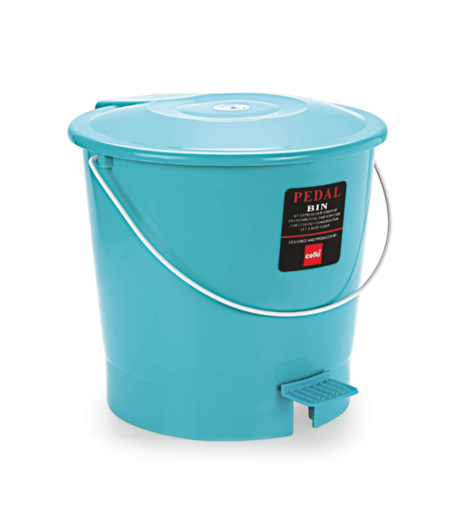 Buy Cello Teal Plastic 10 L Pedal Bin Garbage Bucket Online - Hot ...