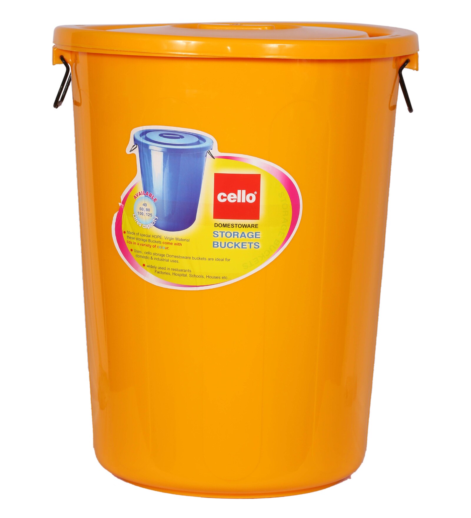 Buy Cello Plastic 100 L Yellow Storage Bucket with Lid Online - Trash ...