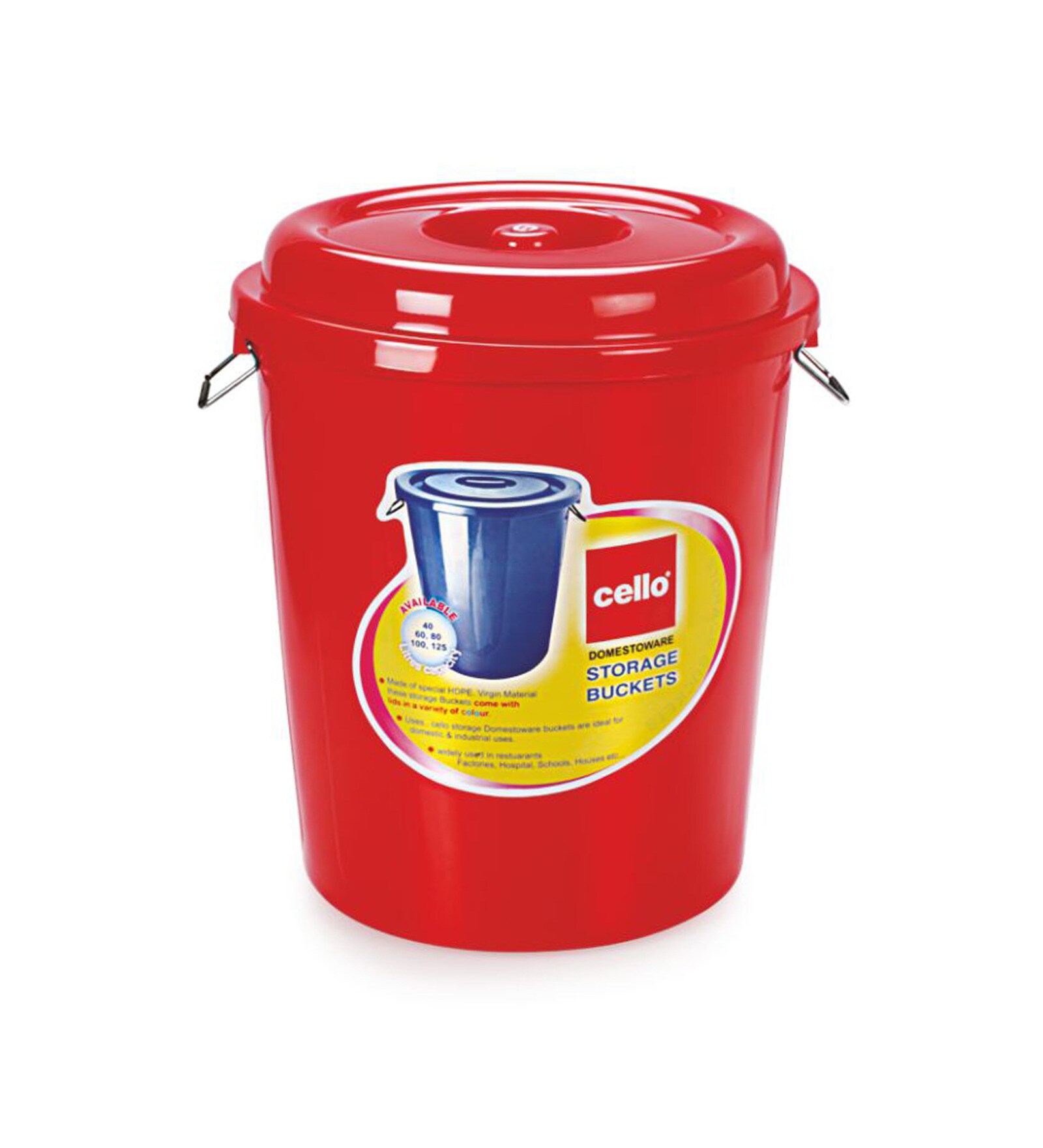 Buy Cello Red Plastic 25 L Storage Bucket with Lid Online - Buckets and ...