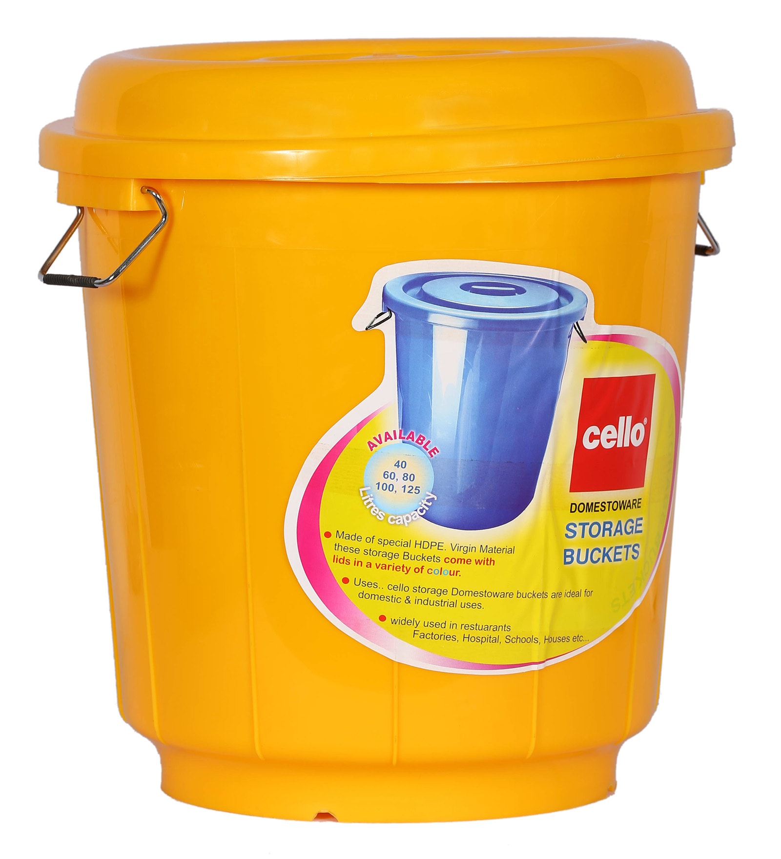 Buy Cello Plastic 30 L Yellow Storage Bucket with Lid Online - Buckets ...