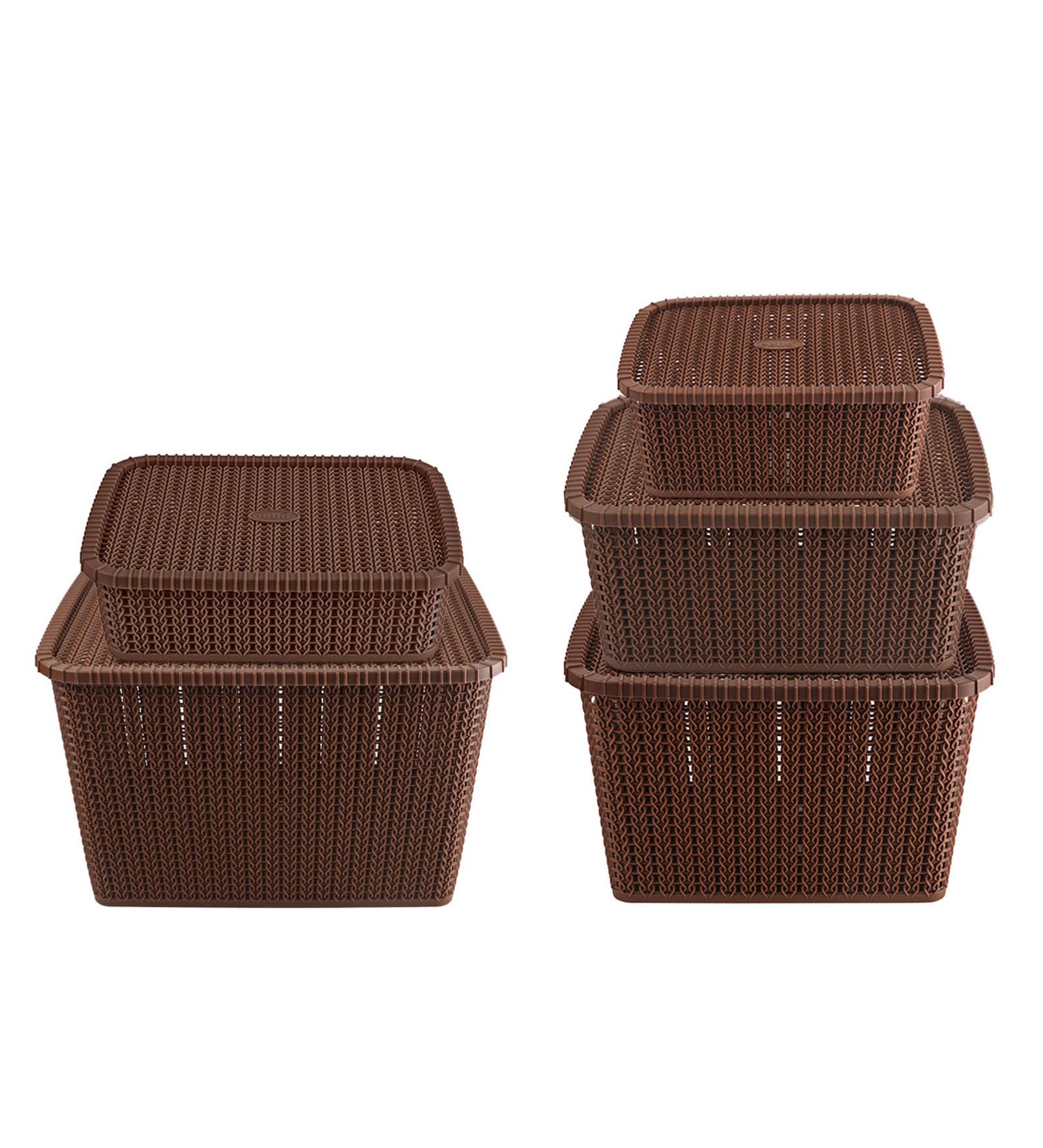 Buy Plastic Fruit & Vegetable Basket In Brown Set of 5 By Cello Online ...