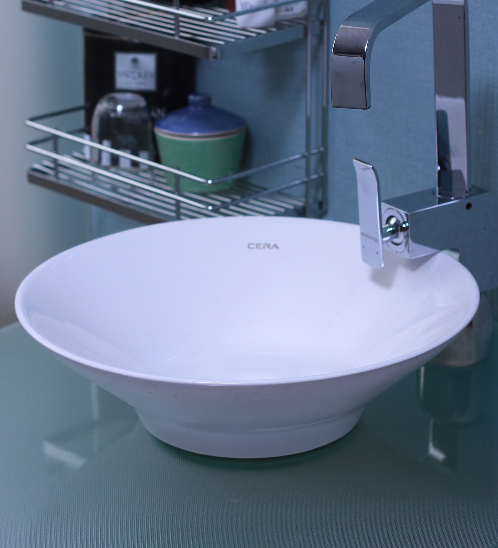Buy Ceramic Round Shape White Counter Top Wash Basin (H: 7, W: 14.8, D ...