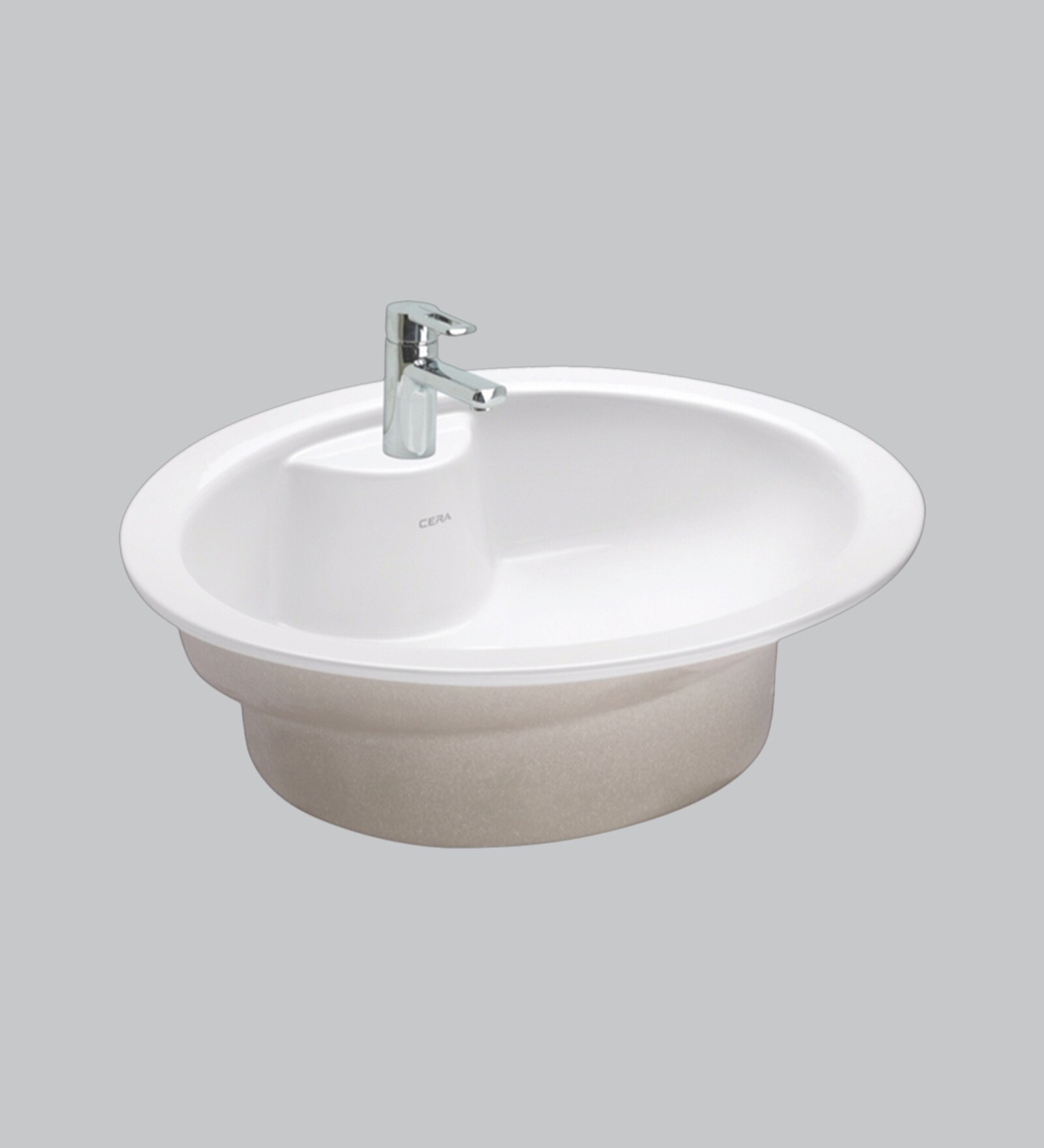 Buy Ceramic Round Shape White Counter Top Wash Basin (H: 7, W: 22, D ...