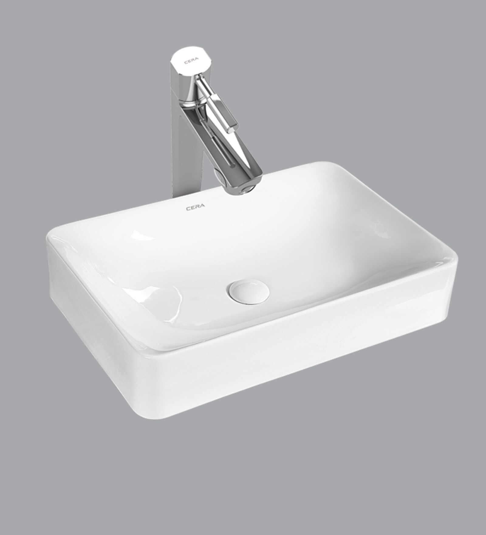 Buy Ceramic Rectangular Shape White Counter Top Wash Basin (H: 7, W: 24 ...
