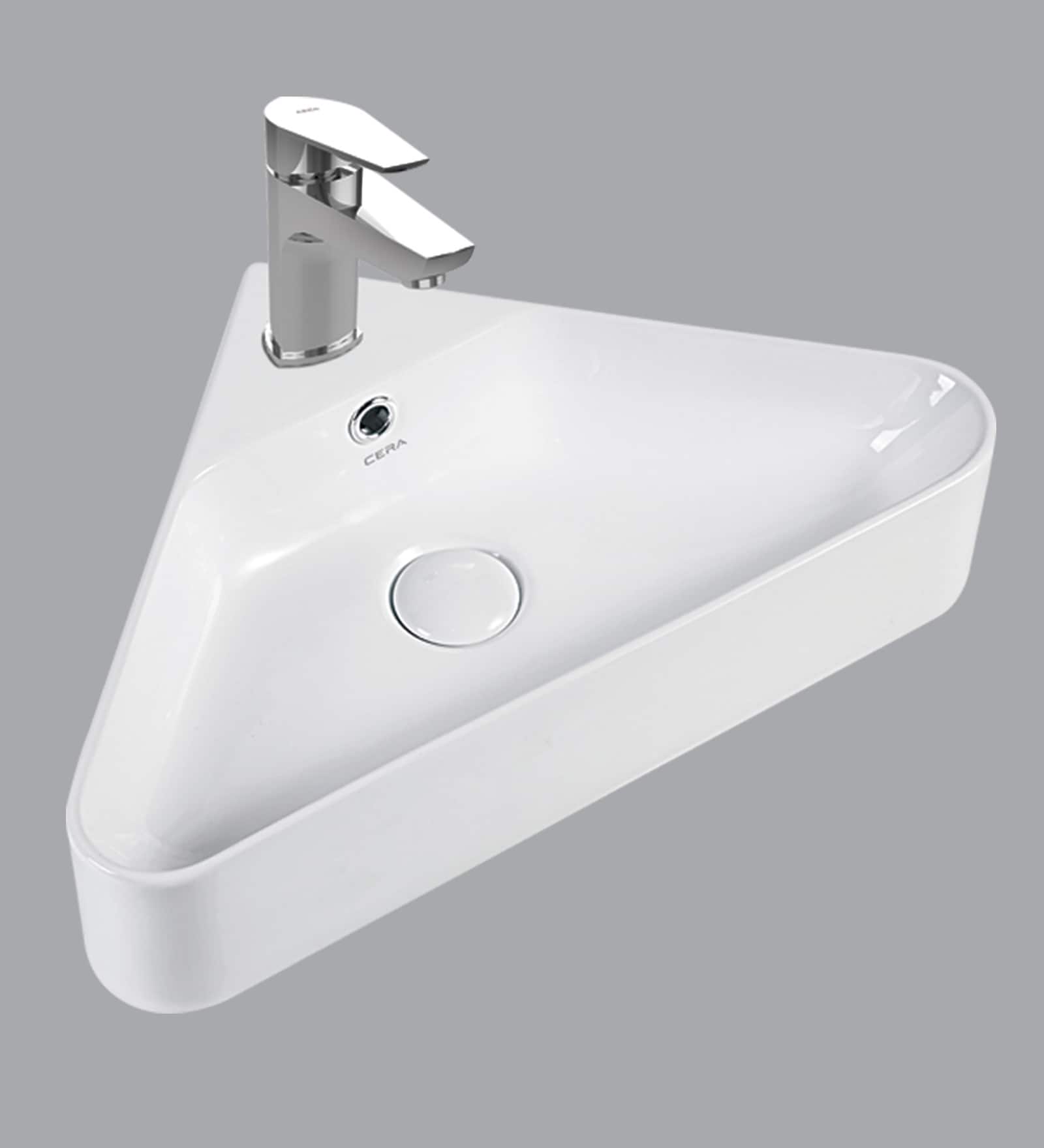 Buy Ceramic Triangle Shape White Counter Top Wash Basin (H: 7, W: 22.4 ...